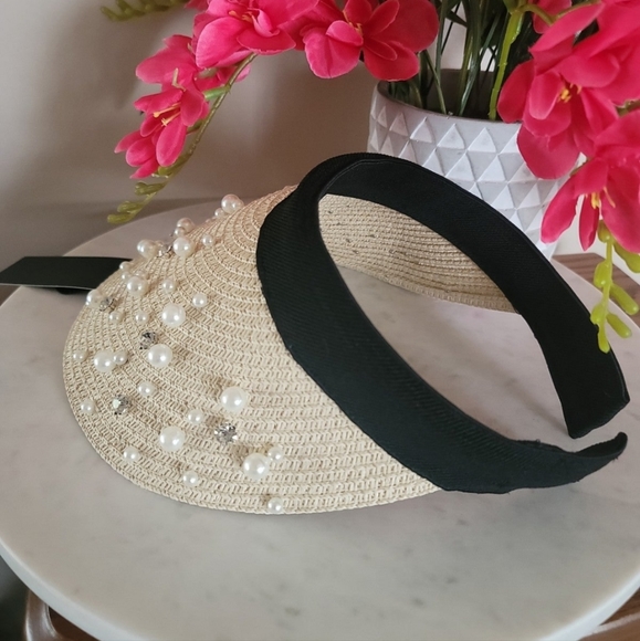Accessories | Marcus Adler Faux Pearl Visor Hat New | Poshmark